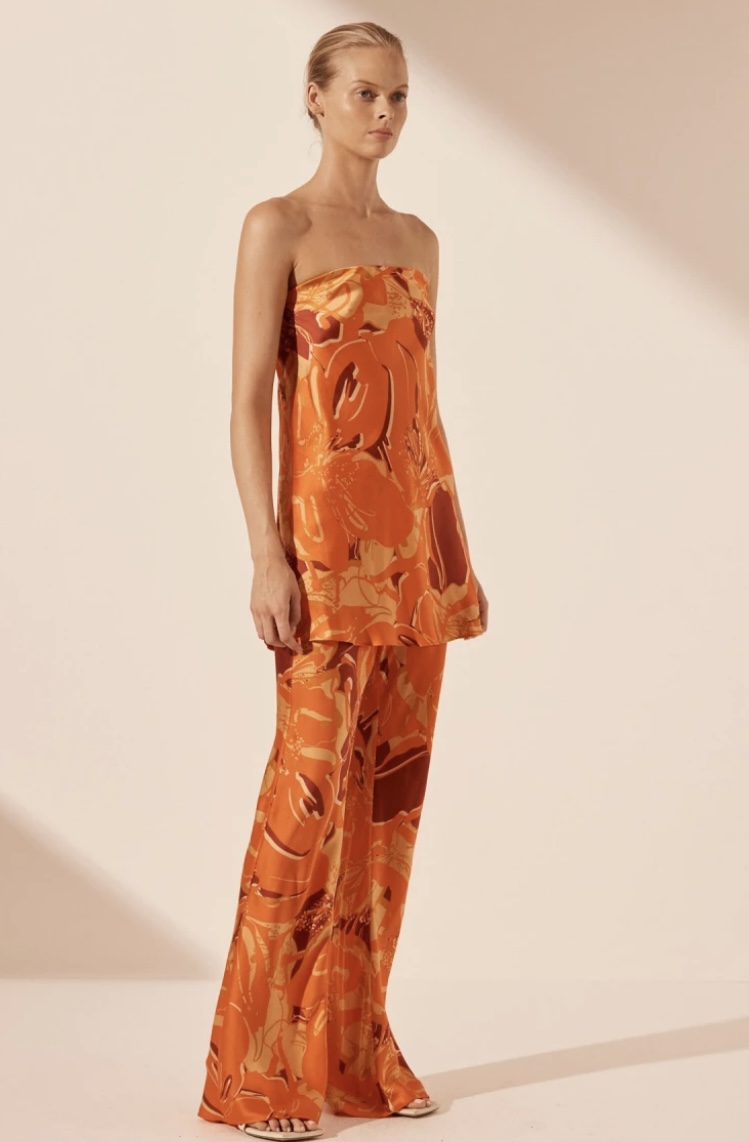 Shona Joy Chara Silk Strapless Bias Top & Chara Silk Bias Cut Pant ...